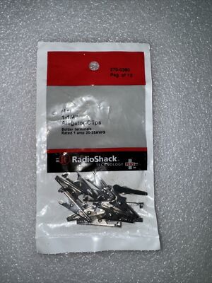 Pack of 12 Radio Shack Mini 1-1/4” Alligator Clips. 1A, 20-26AWG. 270 ...