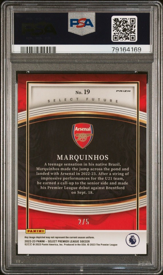 2022-23 Marquinhos Panini Select Green Prizm Arsenal Rookie Card 2/5 ...