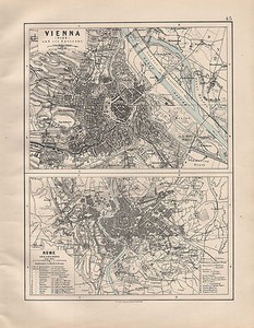 1914 MAP ~ VIENNA WIEN ENVIRONS ~ ROME ~ PUBLIC BUILDINGS & ANCIENT | eBay