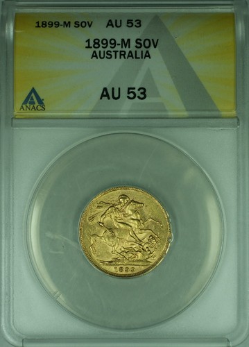1899-M Australia Sovereign Gold Coin Queen Victoria ANACS AU-53 | eBay