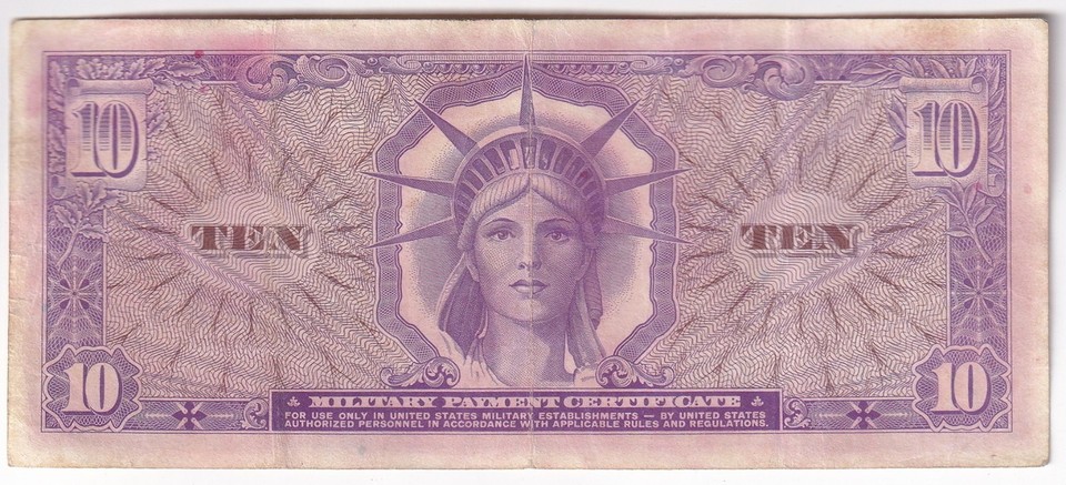 US Military Payment Certificate 10 Dollars Series 651 | eBay UK