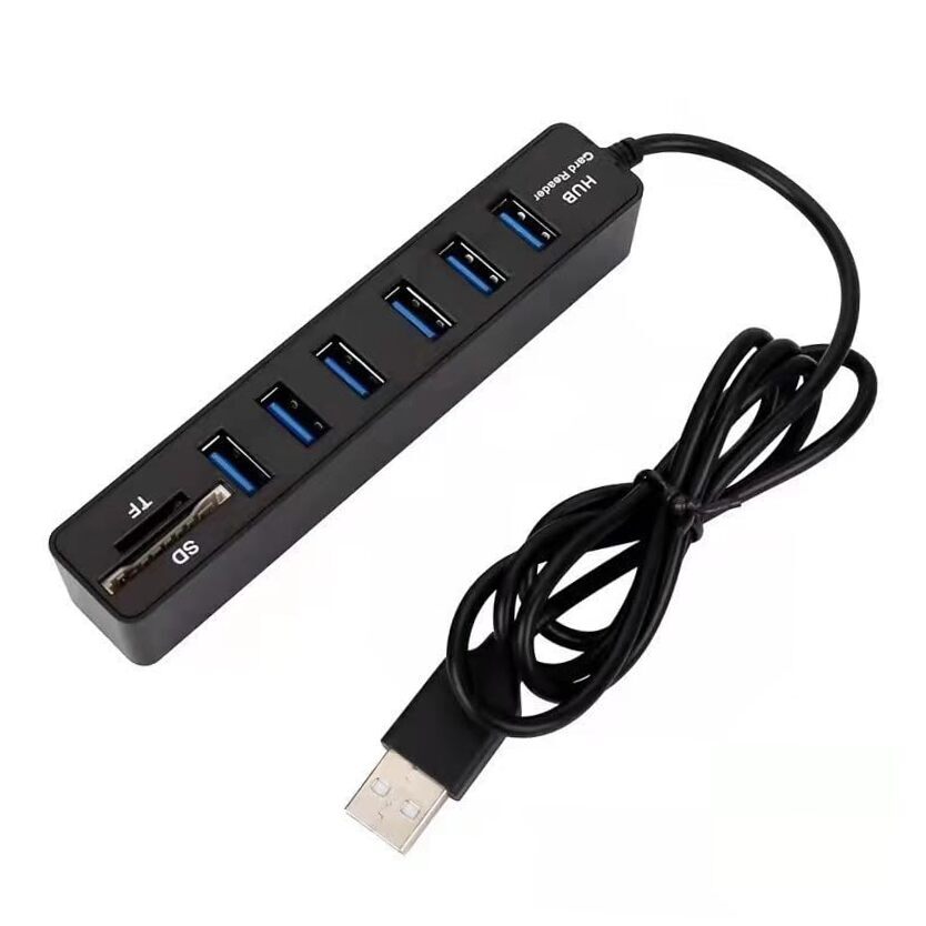 6 Ports USB 2.0 Hub Splitter Adapter Multi USB Combo 2 in 1 with MicoSD ...
