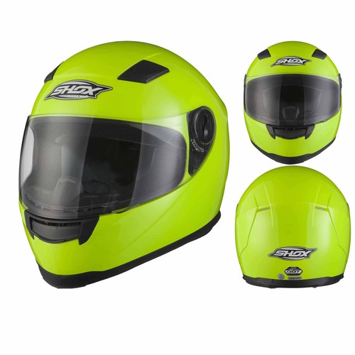 Shox Sniper Hi-Vis Yellow Motorcycle Helmet Bright High Visibility ...