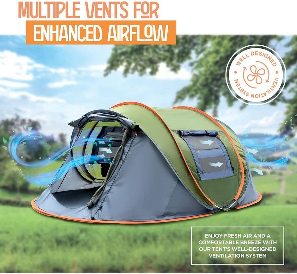 Camping Tent - 4-Person Easy Pop Up Tent with 2 Doors - UPF50 ...