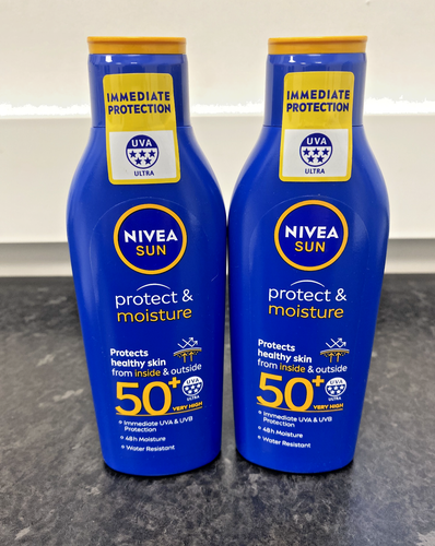 2 x NIVEA SUN | Lotion Protect & Moisture SPF50+ | Immediate Protection ...