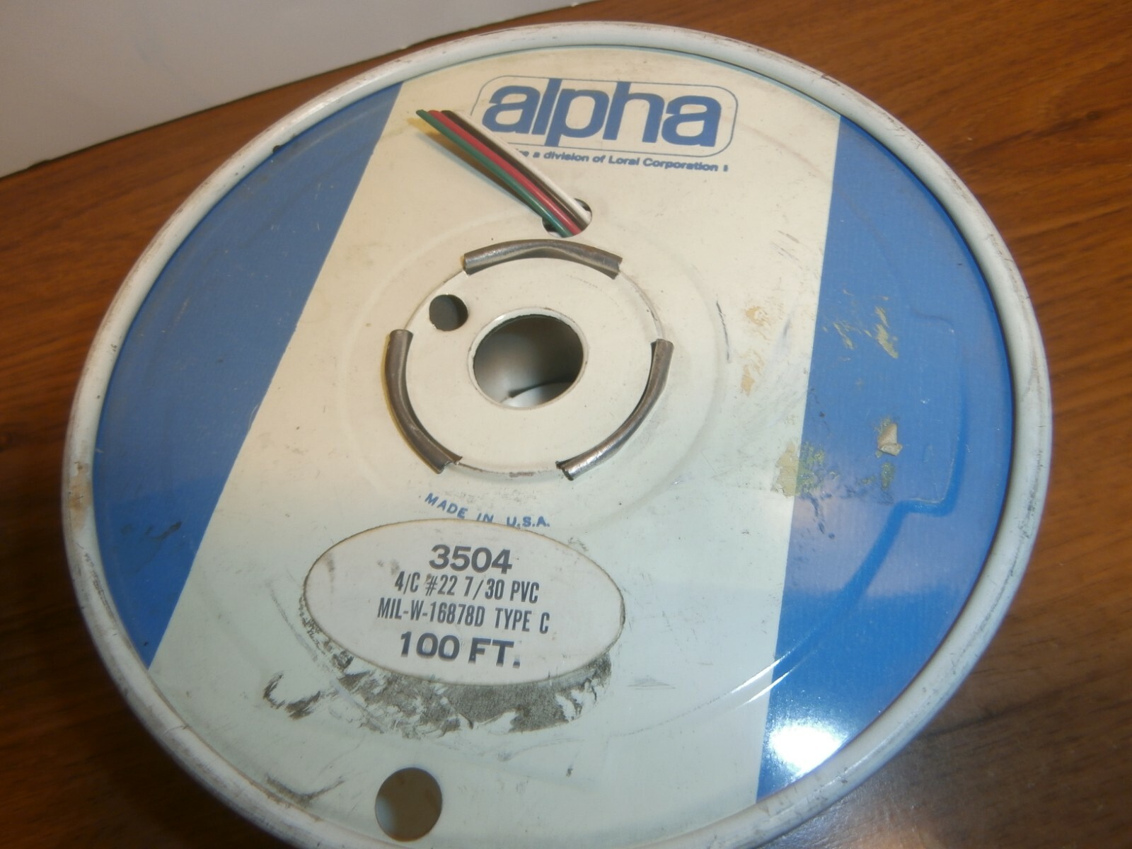 50 FT ALPHA WIRE MULTI COLOR 4 CONDUCTOR 22 AWG STRANDED, MIL-W-16878D ...