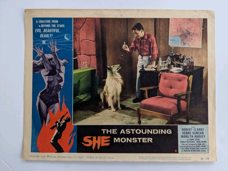 8 Horror Lobby Cards 1950-1959.Monsters.Ghosts.Drive In.Schlock ...