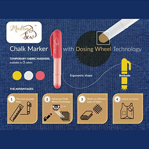 Madam Sew Chalk Fabric Marker for Sewing and Quilting – Tailors Liner ...
