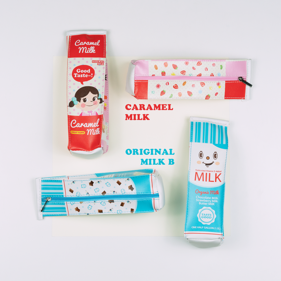 PU Leather Milk Box Pencil Case | Cartoon Pouch Bag | PU leather ...