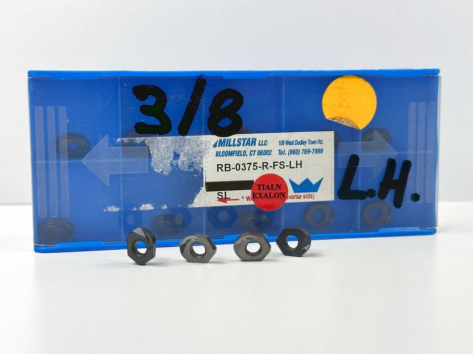 MILLSTAR RB-0375-R-FS-LH New Carbide Ball Nose Milling Inserts Grade SL ...
