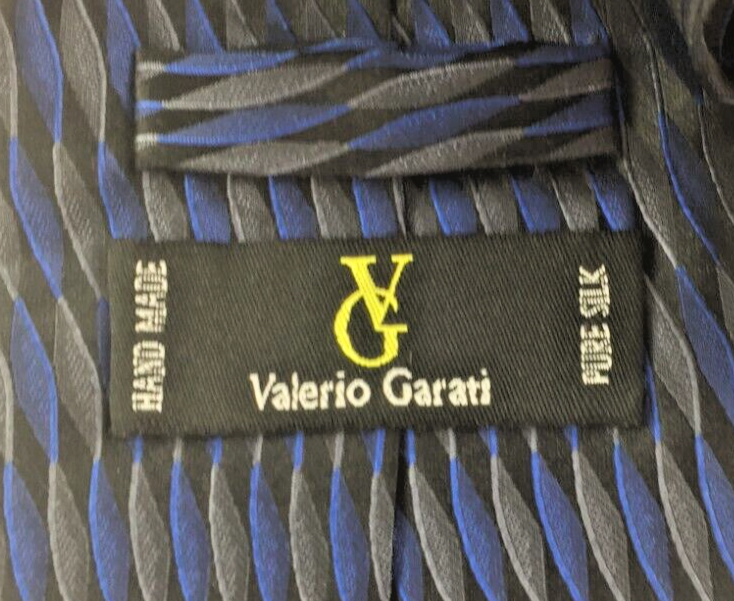 Valerio Garati Men's Silk Neck Tie Blue Grey Black Geometric Foulard ...