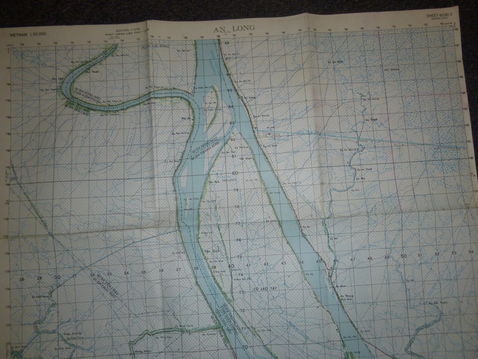 6030 ii - Rare Map - 1970 - CIA Airfield - AN LONG - Mekong River ...