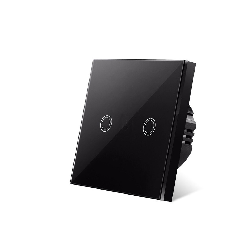 433Mhz 1/2/3 Gang Glass Panel LED Wall Light Touch Switch EU/UK Plug+RF ...