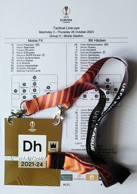 TICKET Player Pass Gold UEFA Europa League 28.10.2023 Molde FK - BK ...