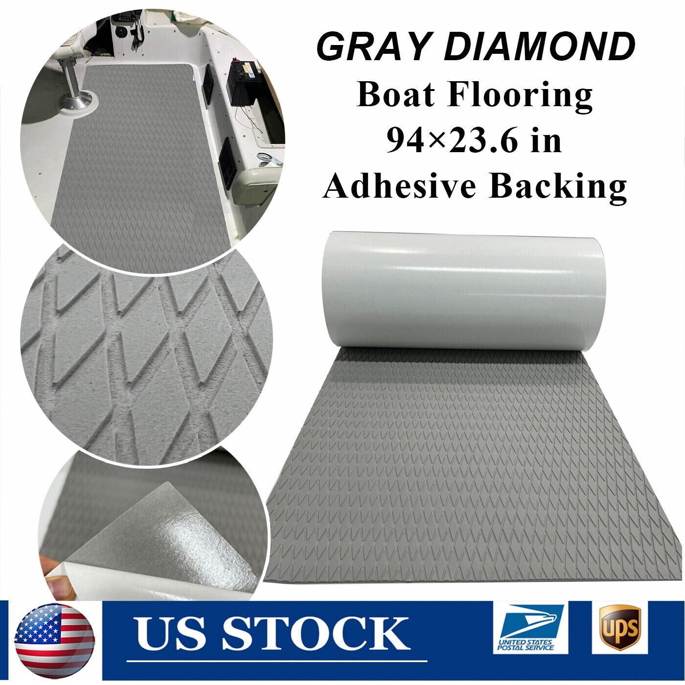 Gray Diamond EVA Foam Boat Flooring Back Adhesive Mat Teak Surfing Deck ...