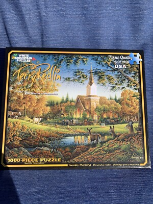 TERRY REDLIN Sunday Morning Country Church Deer 1000 Piece Jigsaw ...