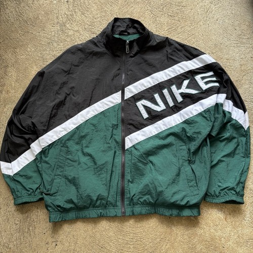 Vintage Nike Colorblock Black Green Full Zip Windbreaker Track Jacket ...