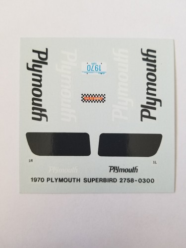 1970 Plymouth Superbird DECAL SHEET from Monogram 1:24 Model Kit 70 ...