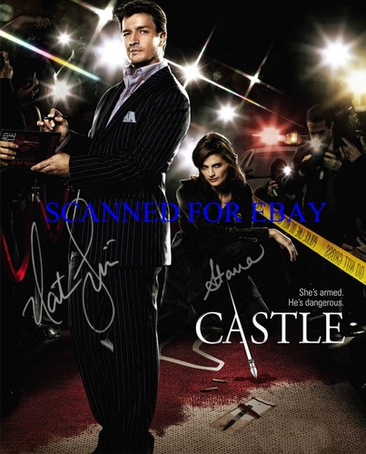 CASTLE CAST SIGNED AUTOGRAPH 8x10 RP PHOTO STANA KATIC AND NATHAN ...