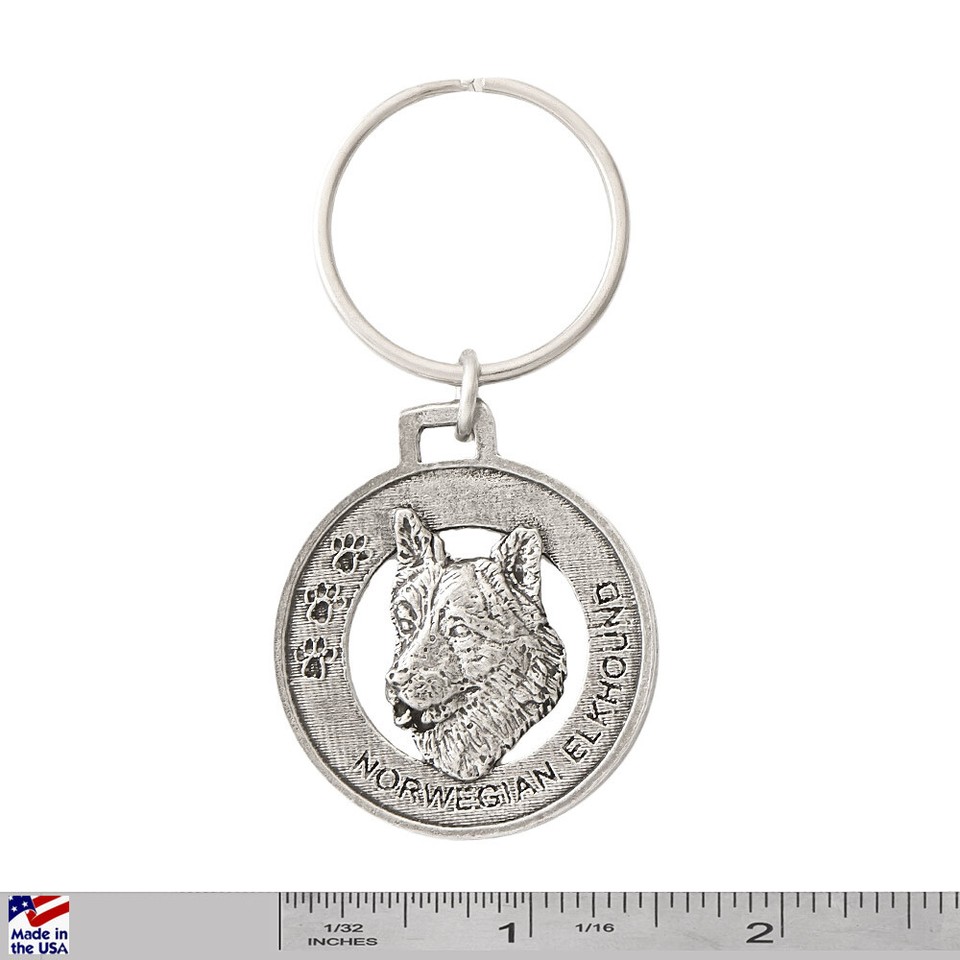 Creative Pewter Designs Norwegian Elkhound Dog Pewter KeyChain, Key Fob ...