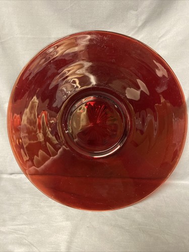RUBY RED PLATE PRESSED GLASS 13¼ ROUND STAR BURST SMOOTH PATTERN ...