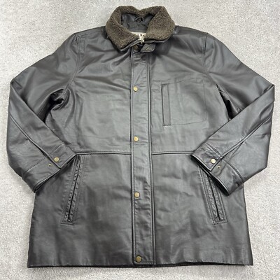 Wilda Aviator Jacket Mens XL Brown Genuine Leather Sherpa Collar Bomber ...