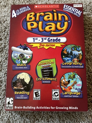 Scholastic BRAIN PLAY 1st-3rd Grade 2ND EDITION 4 CD-ROMs Factory ...