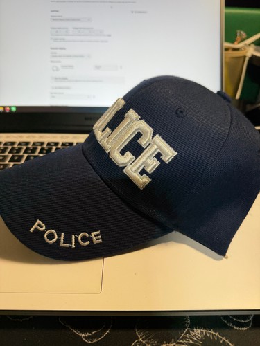 Police Hat Officer Baseball Cap Adjustable Black Hat Headwear Black ...