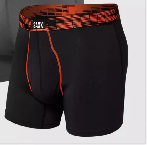 SAXX SPORT MESH BOXER BRIEFS MEN'S UNDERWEAR BLACK/ RED SIZE M | eBay