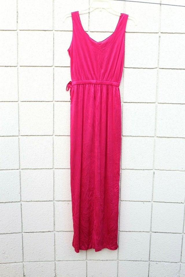 Vintage Jeunique night gown slip under dress hot pink cranberry long ...