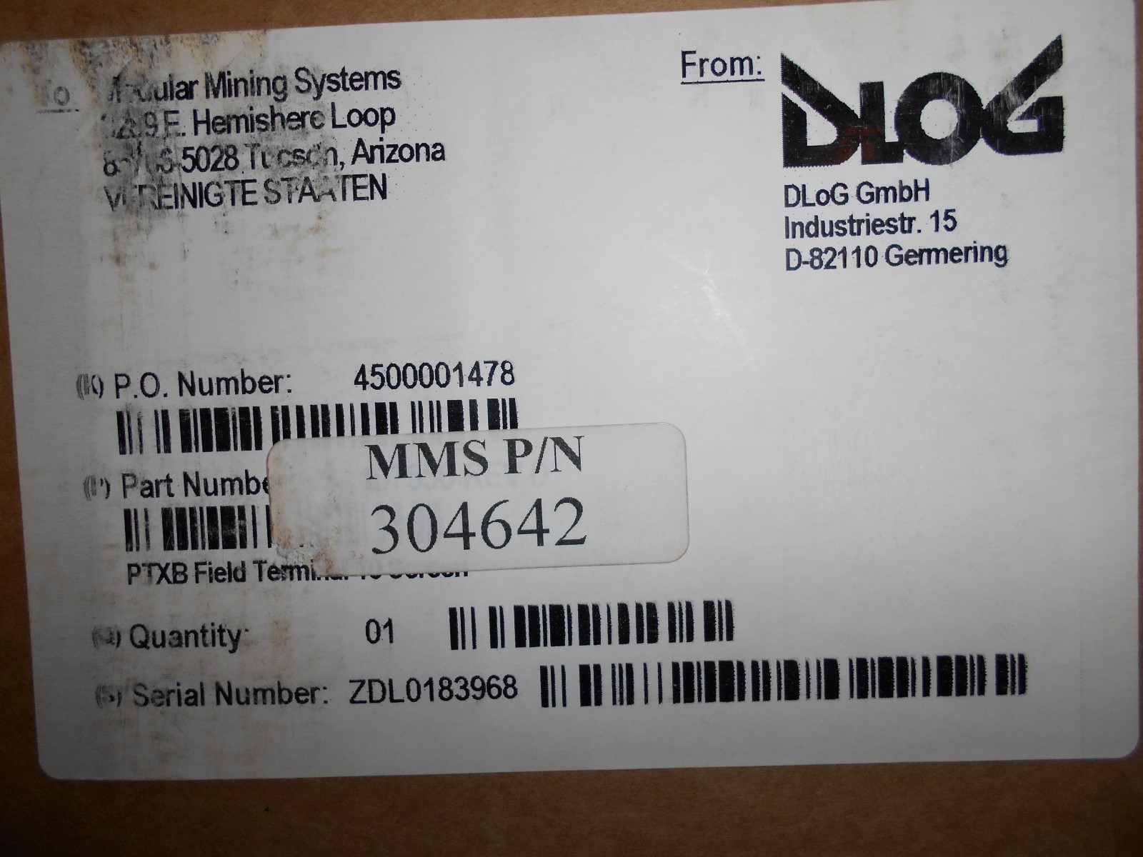 MODULAR MINING 304642 XMT 5/10 PTX-B TERMINAL DLOG 107556 SVGA DC-11 ...