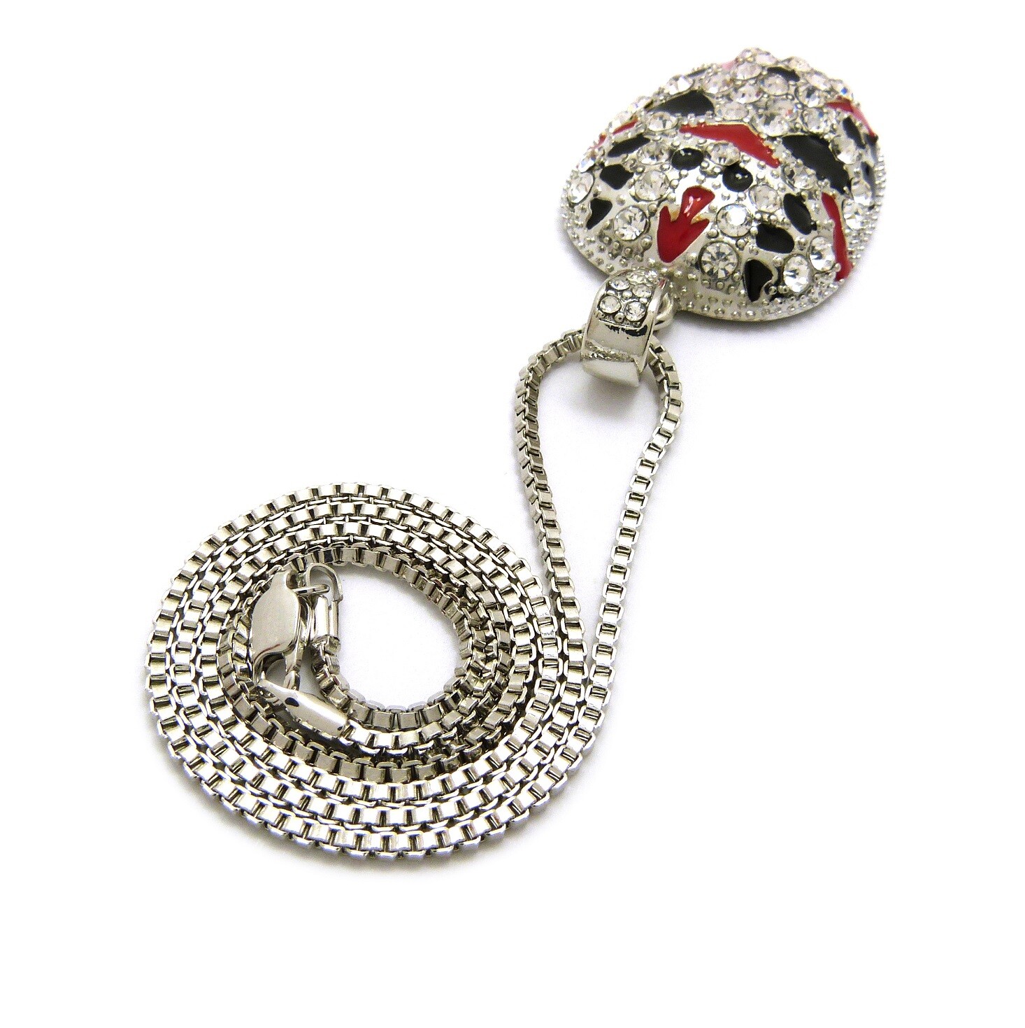 Men's 21 Savage Jason Mask Pendant With 20" 2mm Box Chain 14K Rhodium ...