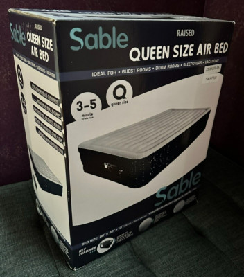Sable QUEEN AIR MATTRESS inflatable bed 18" RAISED built-in PUMP 660 lb ...