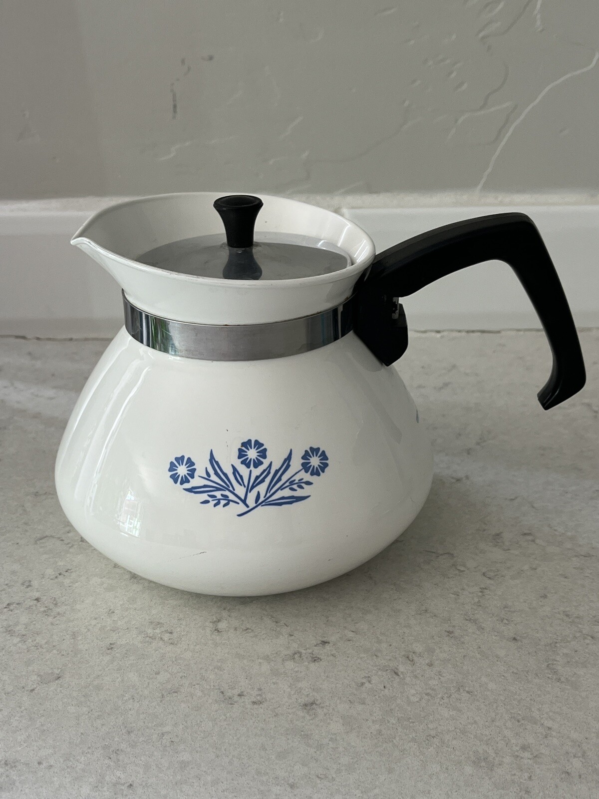 RARE Backstamp 1958 Vintage Corning Ware Blue Cornflower 6 Cup Teapot ...