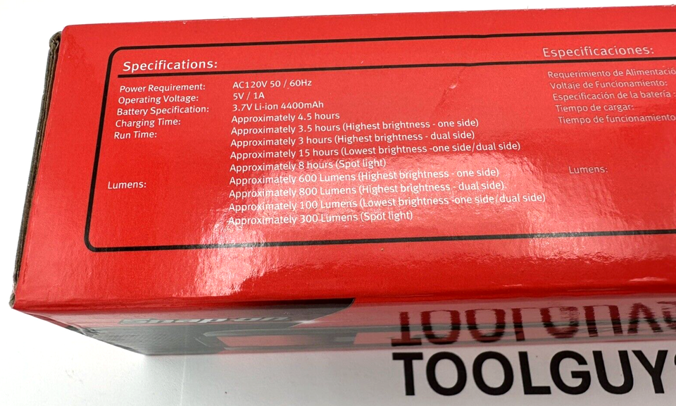 SNAP ON TOOLS Dual-Sided FLEX LIGHT ECARD062 RED 800 Lumens ...