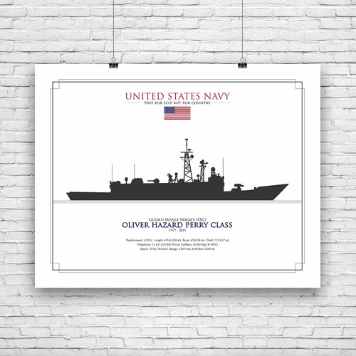 US Navy Ship Silhouette Oliver Hazard Perry Class FFG, Poster, Art ...