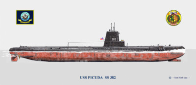 USS Picuda in 60s SS-382 Ship Print US Navy | eBay