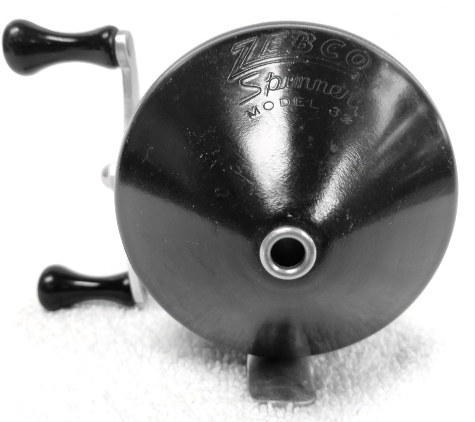 Vintage Zebco Model 33 Spinner Black & Chrome Push Button Fishing Reel ...