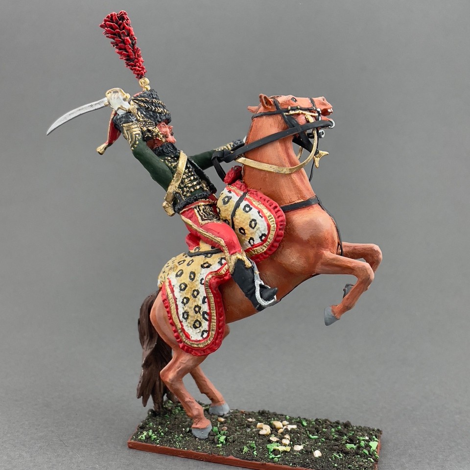 Painted French hussar figure 60 mm 1/30, Napoleonic metal miniature VID ...