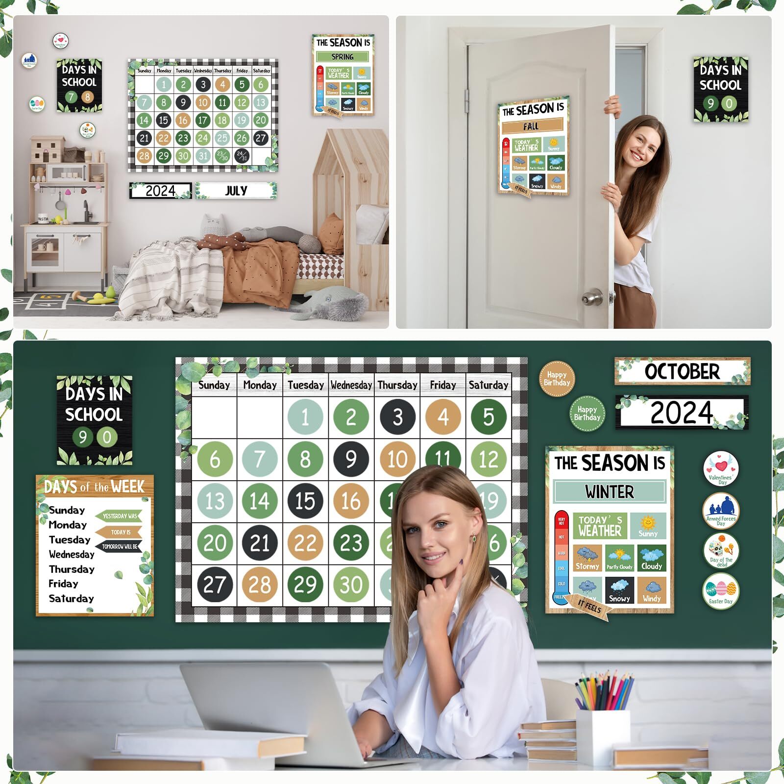 Farmhouse Classroom Calendar Set Bulletin Board Sets for Teachers ...