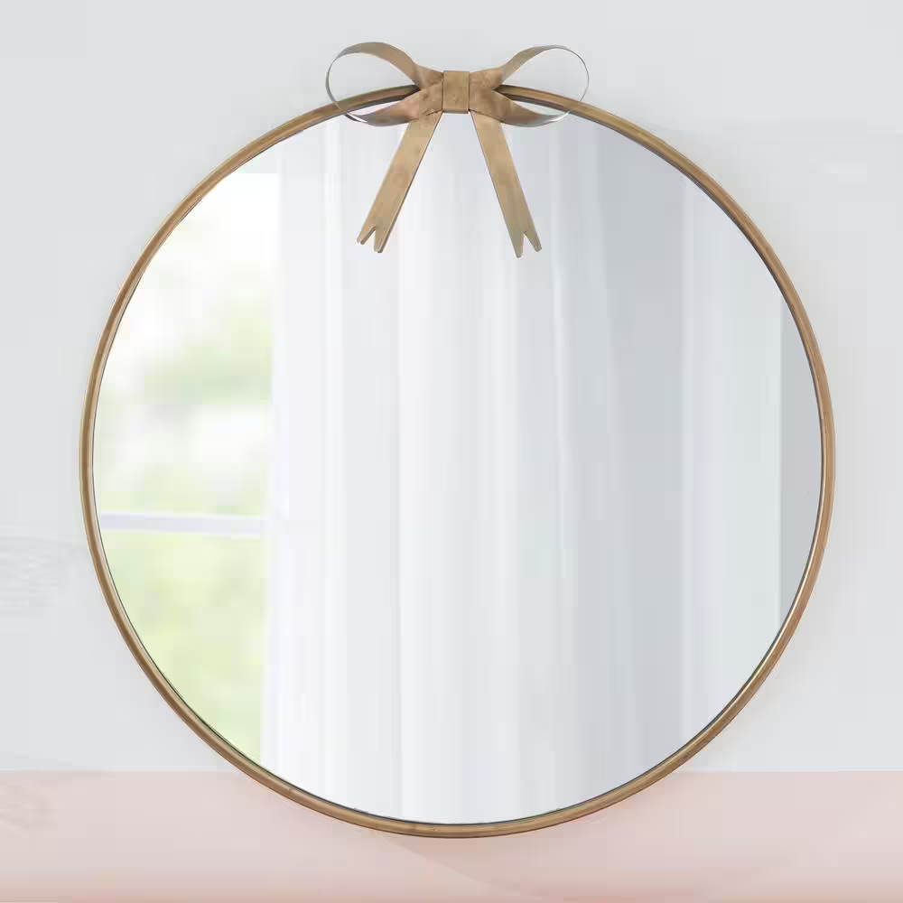 Medium Round Gold Bow Mirror (24 in.) | eBay