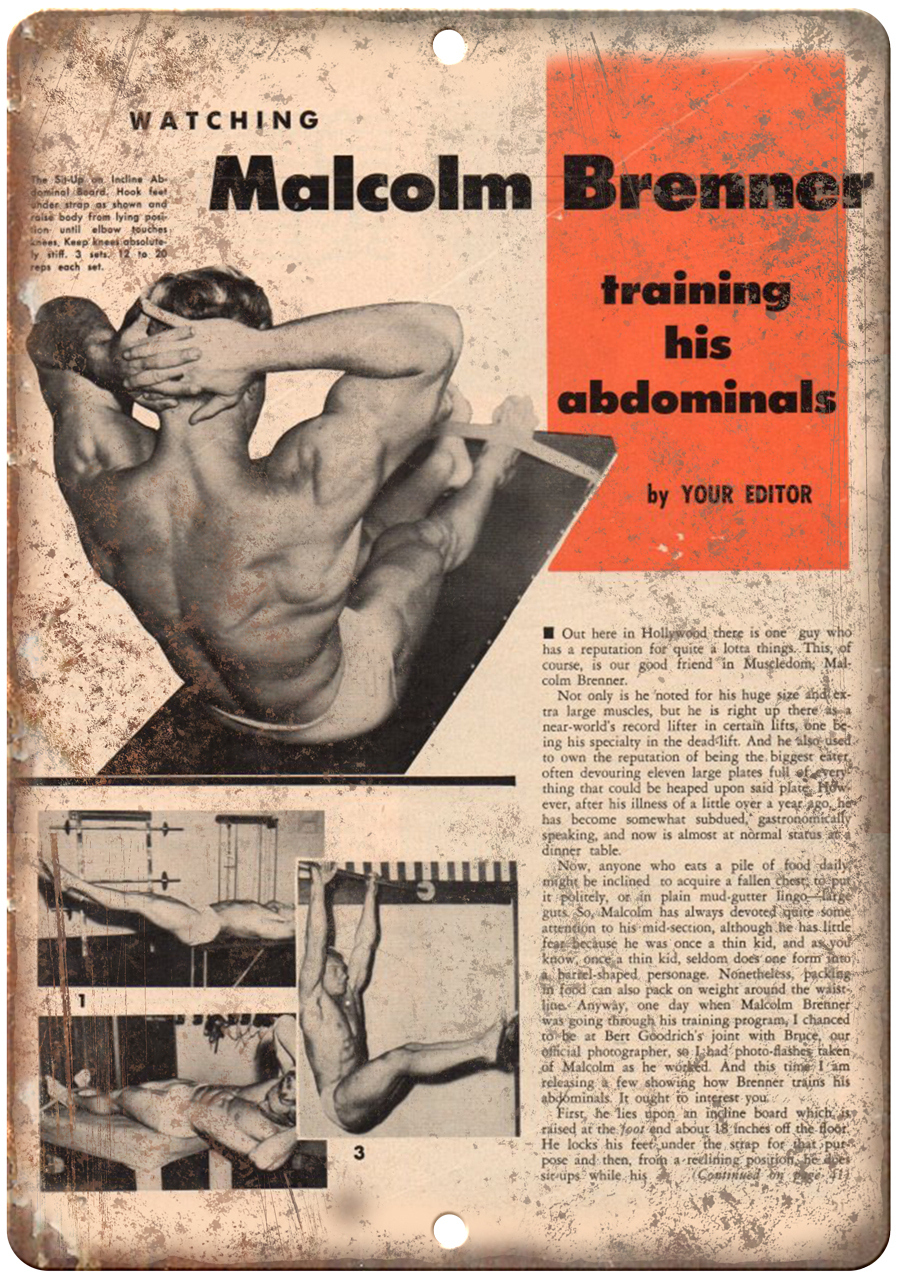 Malcolm Brenner Abdominal Vintage Bodybuilding Ad 12" x 9" Retro Look ...