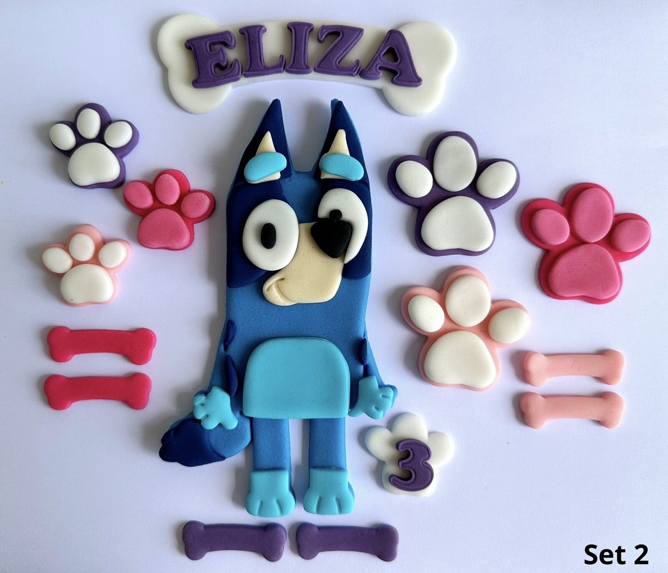 Edible Fondant Bluey and Bingo Cake Topper Fondant Sugar Paste ...