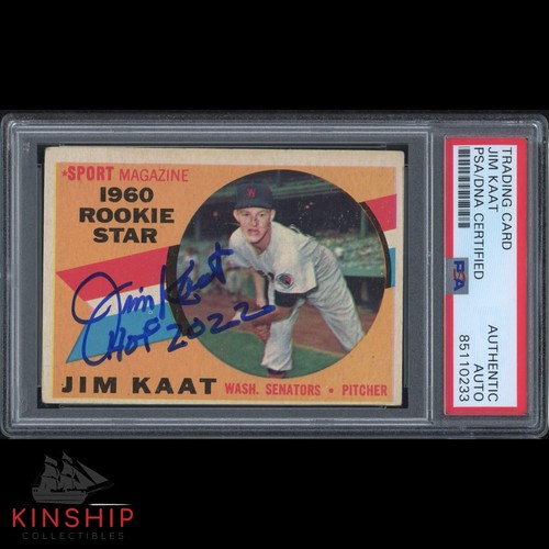 Jim Kaat signed 1960 Topps Rookie Card PSA DNA Slab Inscribed HOF Auto ...