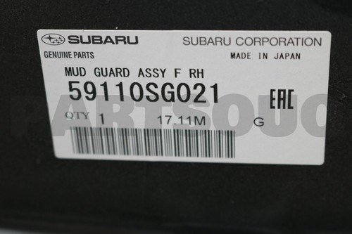 59110SG021 Genuine Subaru MUD GUARD ASSY F RH 59110-SG021 | eBay