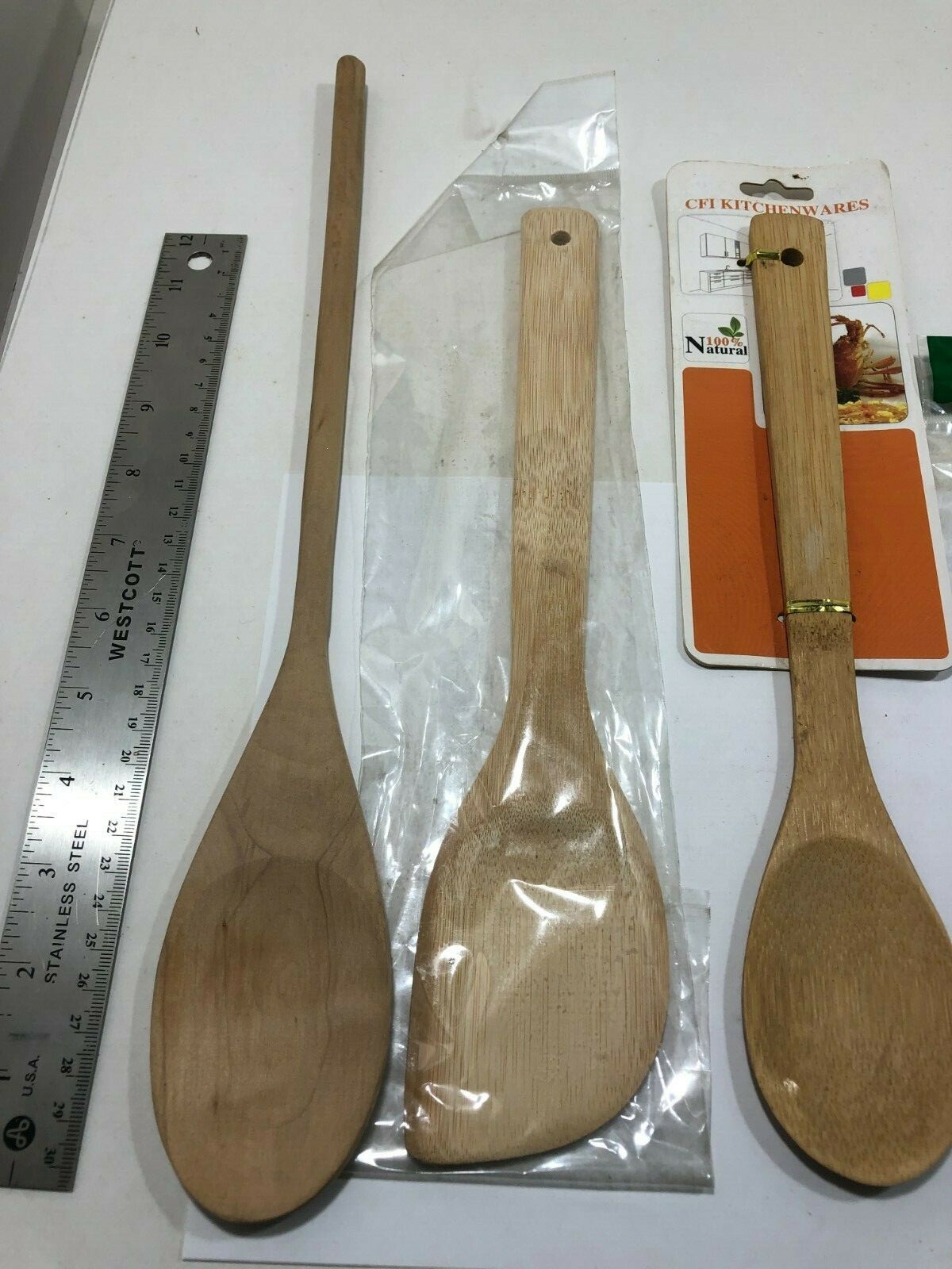 Set of 6, Bamboo Wooden Kitchen Utensils Spatula, Spoon & Rice paddle ...
