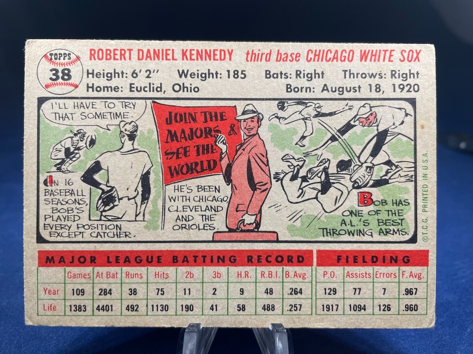 1956 Topps Baseball Card Bob Kennedy #38 Chicago White Sox | eBay