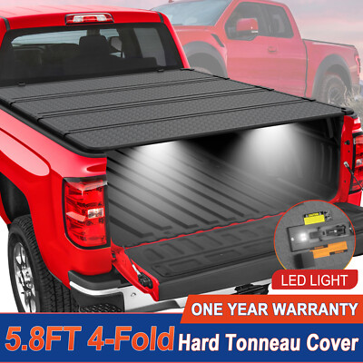 5.8FT 4-Fold Hard Tonneau Cover For 2007-2013 Chevy Silverado/GMC ...