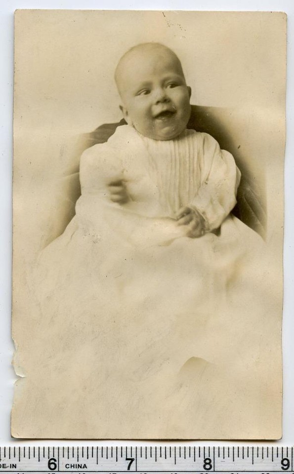 W386 Vtg Photo RPPC INQUISITIVE BABY CHRISTENING GOWN c Early 1900's | eBay
