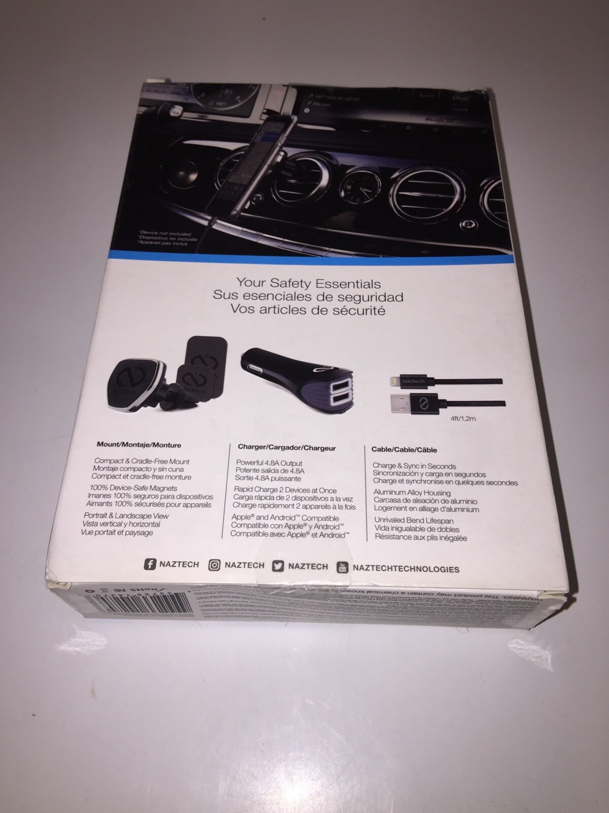 Naztech Safety Essential Cell Phone Car Kit -MFi Cable/Magbuddy/Dual ...